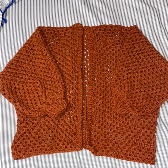 Handmade | Sweaters | Cozy Knit Openfront Sweater Rust | Poshmark